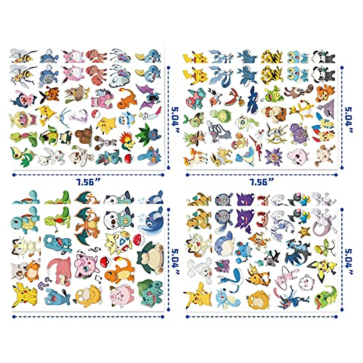 200 PCS Anime Temporary Tattoos for Kids Waterproof, Japanese Cartoon Tattoo Stickers for Kids, DIY Sticker Arts, Birthday Party Favors/supplies for Kids, Classroom School Decorations