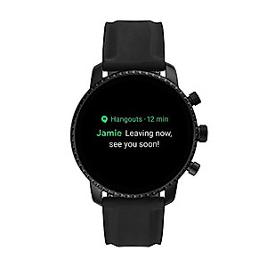 Fossil Men's Gen 4 Explorist HR Heart Rate Stainless Steel and Silicone Touchscreen Smartwatch, Color: Smooth Black (Model: BQD1000)