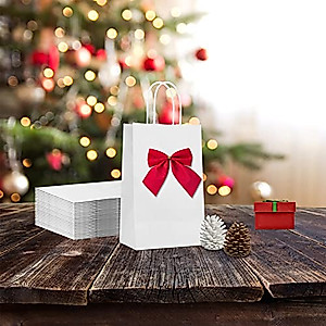 Lyeasw 25 Pack White Paper Bags with Handles,5.1X3.5X8 .2 inch Small Gift Bags Bulk, Kraft Party favor Grocery Shopping Bags