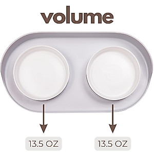 A4DOG Ceramic Dog Bowls with Stand - Elevated Dog Water and Food Bowl Set 13.5oz Cat & Dog Feeding Station Spill Proof Splash Proof Raised Pet Food Bowls for Dogs, No Mess Pet Feeder - Gray