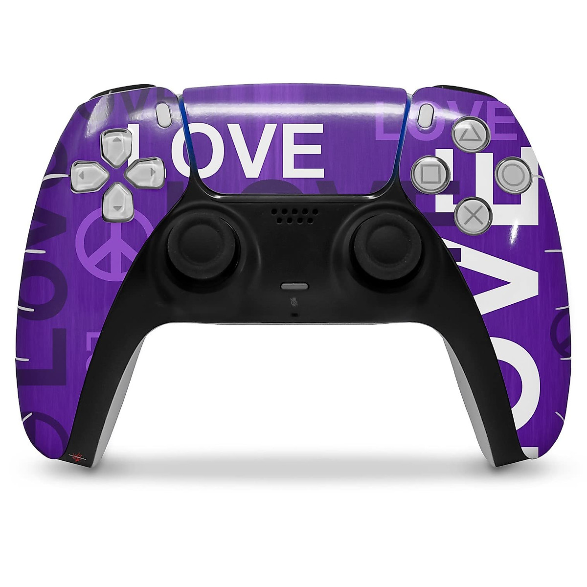 WraptorSkinz Skin Wrap compatible with Sony PS5 DualSense Controller Love and Peace Purple (CONTROLLER NOT INCLUDED)