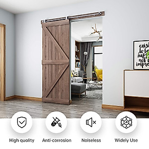 EaseLife 5 FT Top Mount Stainless Steel Sliding Barn Door Hardware Track Kit,Modern,Heavy Duty,Anti-Rust,Slide Smoothly Quietly,Easy Install (5FT Track Kit for 26"~30" Wide Single Door)