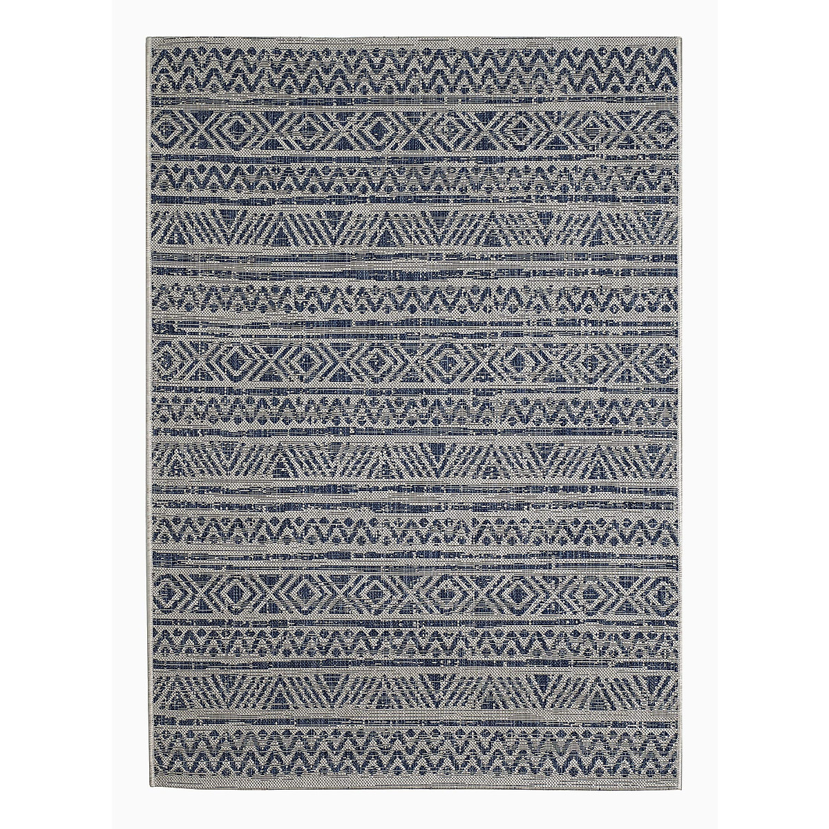 Fab Habitat Outdoor Rug - Waterproof Easy to Clean Stain Resistant - Patio Indoor Outdoor Porch Deck Balcony Entryway - Modern Abstract - Freeport - Blue - 5ft 2in x 7ft 6in