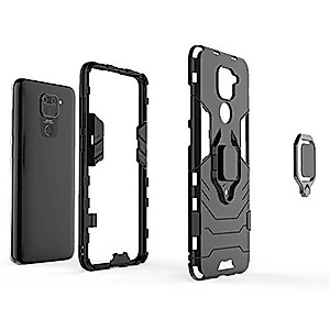 COTDINFORCA Xiaomi Redmi Note 9 Case Redmi Note 9 Case Shockproof with Ring Holder Kickstand Magnetic Car Mount Soft TPU Armor Thin Anti-Fall Protective Phone Case for Xiaomi Redmi Note 9 Black KK.