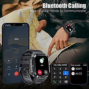 EIGIIS Military Smart Watches for Men 1.96” HD Big Screen Rugged Smart Watch (Answer/Dial Calls) Outdoor Tactical Sports Watch Fitness Tracker Smartwatch for iPhone Compatible with Android Phones