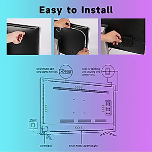 COMSYNC Immersion TV LED Backlights Kit & HDMI 2.0 Sync Box, RGBIC Wi-Fi TV Light Strip for 55-65 inch TVs PC, Works with Alexa & Google Assistant, App Control, Sync with TV, Music and Gaming, 4K HDR