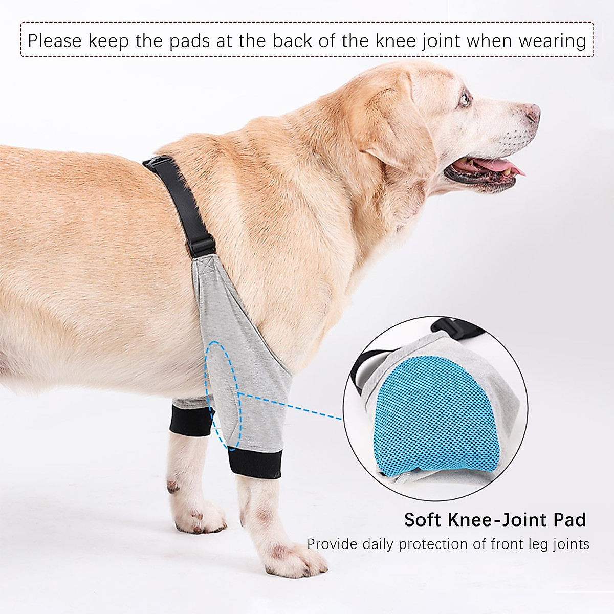 QUEBRAN Dog Elbow Protector for Calluses, Dog Recovery Sleeves for Front Legs, Dog Leg Joint Sleeve Protective Elbow Pads with Elastic Band, Dog Pants to Prevent Licking Wounds (Grey, Medium)