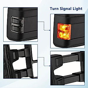 MOTOOS Towing Mirrors Replacement for 1999-2007 Ford F250 F350 F450 F550 Super Duty Pickup Truck Power Heated Manual Telescoping Smoke Turn Signal Arrow Driver Passenger Side Rear View Tow Mirrors