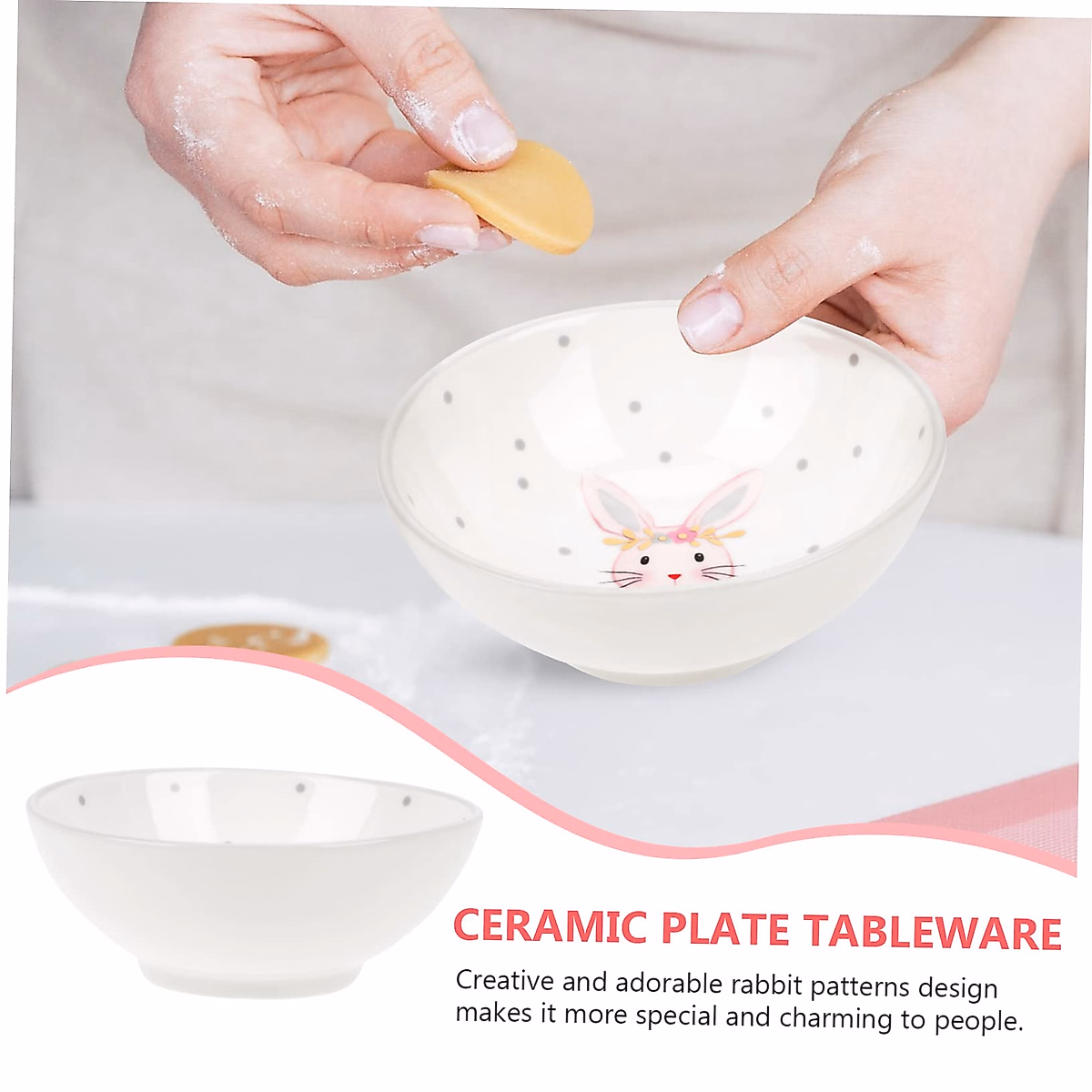 BESTOYARD Easter Tableware Ceramic Mixing Bowl Ramen Kit Udon Noodle Bowl Rice Bowls Appetizer Bowl Bunny Candy Bowl Ceramic Tableware Dessert Fruit Bowl Salad Bowls Storage Bowl Tableware