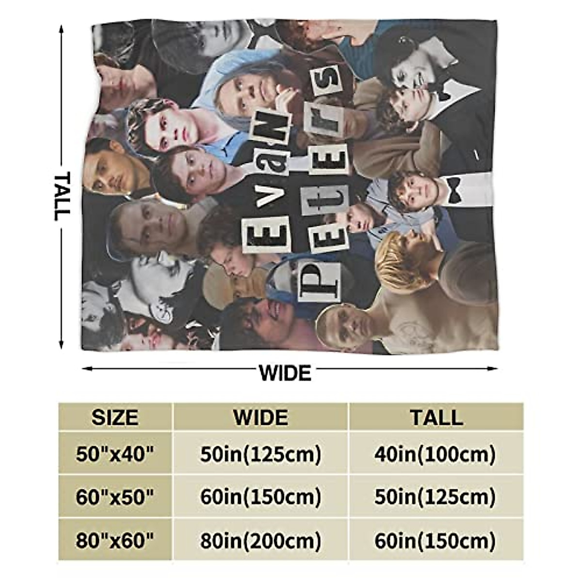 MEROHORO Evan Peters Collage Blanket (3 Sizes), Warm, Lightweight & Cozy, Super Soft & Comfy Flannel Blanket, Fleece Blanket, Microfiber Anti-Pilling Plush Blanket for Couch, Bed, Sofa, 60"x50"