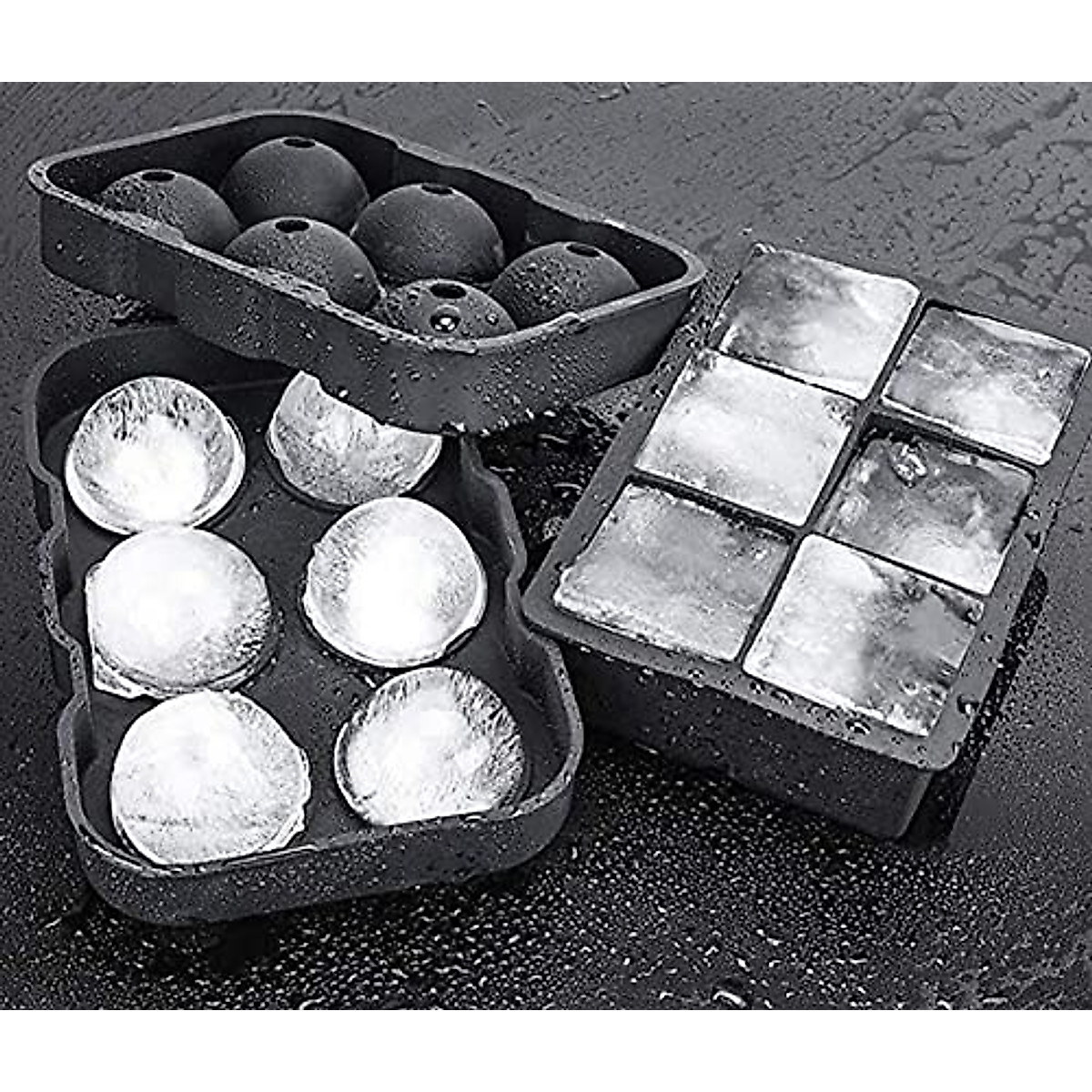 Vshinic Ice Cube Tray,Freezer Ice Maker, Ice Trays for Freezer With Lid,Whiskey Ice Ball Maker Large Square Ice Cube Molds with Lid for Cocktails Bourbon Coffee Juice - Reusable & BPA Free 2 Pack