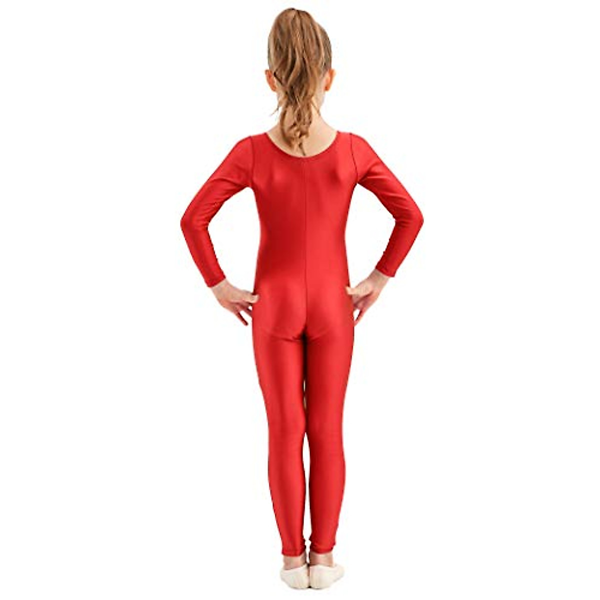 speerise Girls Unitards Gymnastics Long Sleeves Full Body Toddler Ballet Leotards for Kids Costumes, Red, XXL