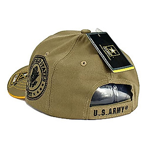 JM Warriors US Army Hat Army Strong Veteran Embroidered Officially Licensed Military Baseball Cap (Khaki Beige)