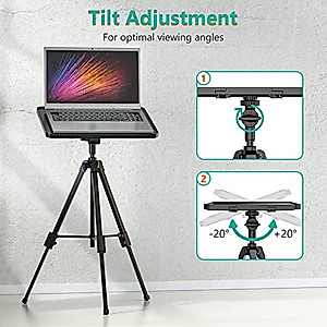 WALI Projector Tripod Stand, Portable Holder Mount for Universal Projector, Laptop, DJ Equipment with Adjustable Height 18 to 35 Inch, Perfect for Office, Home, Stage or Studio Use (PRS001), Black