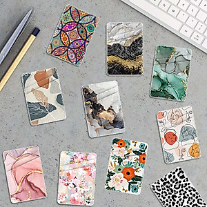 Leather Phone Card Holder Phone Wallet, Stick Back Phone Wallet Sticker Stylish Phone Case Credit Card Holder, Suitable for iPhone, Samsung, Android and Most Smart Phones.Green Leaf Flower