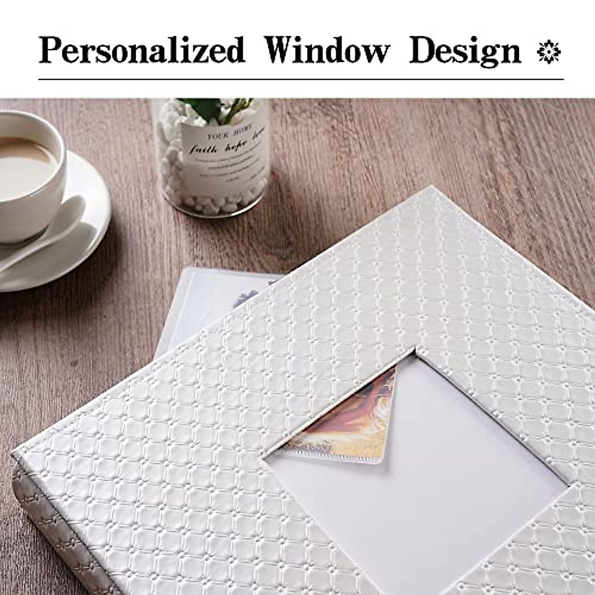 Mublalbum Leather Photo Album 4x6 600 Photos Large Capacity Picture photo Book with 600 Horizontal and Vertical Pockets for Baby Wedding Anniversary Family (White)