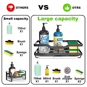 Maifan Sink Caddy Sponge Holder for Kitchen Sink, Large Kitchen Sponge Sink Caddy Organizer, 304 Stainless Steel Dish Soap Caddy Sink Tray Rack for Countertop Storage