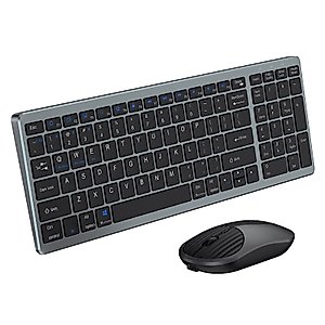 Wireless Keyboard and Mouse Combo, Bluetooth Keyboard and Mouse Rechargeable, Ultra Thin Compact Full-Size Keyboard for PC Desktop and Windows, Mac, iOS,Chrome OS, and Android Devices