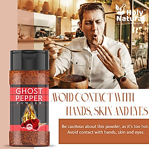 Ghost Pepper Powder (Bhut Jolokia Chili) - 3.5 oz/100 gm, 100% Pure, Smoked, Hottest & Spicy Chili Powder, Add Unique, Delicious, Complex and Smoky Flavor to Your Favorite Dishes