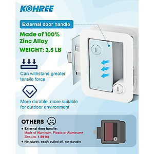 Kohree Upgraded RV Door Lock Replacement with Paddle Deadbolt, Camper Door Handle Latch, 100% Zinc Alloy RV Travel Trailer Entry Door Lock with Keys for Camper Horse Trailer Cargo Hauler, White