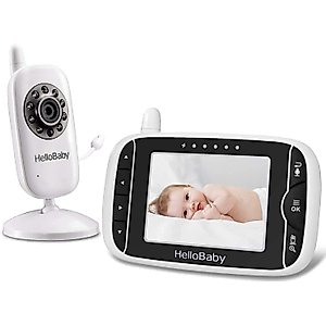 HelloBaby Video Baby Monitor with Camera and Audio - Infrared Night Vision | Two-Way Talk | Room Temperature | Lullabies | Long Range and High Capacity Battery