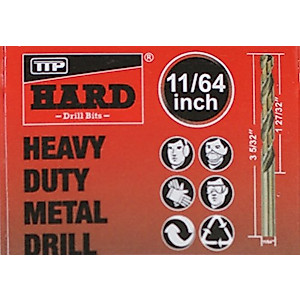 TTP HARD Drills Bits 11/64-Inch, 10 X Imperial Drill Bits Cobalt for Drilling Harder Metals Stainless Chrome Aluminum Cast Iron