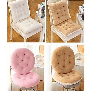 IXITON Thickened Plush seat Cushion,Lamb Fleece pad Warm Pillow Chair Stool heightened for Yoga Office Home Cafe Chair Meditation (17 * 17 inch(45 * 45cm), Round Off-White)