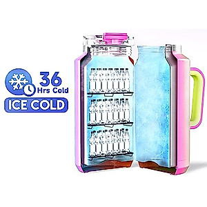 Meoky 50 oz Tumbler with Handle, Stainless Steel Vacuum Insulated Tumbler with Lid and Straw, Keeps Cold for 36 Hours, 100% Leak-proof, BPA-Free (Carnival)