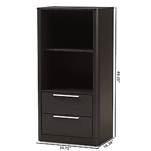 Baxton Studio Carlingford 2 Shelf Bookcase in Dark Brown
