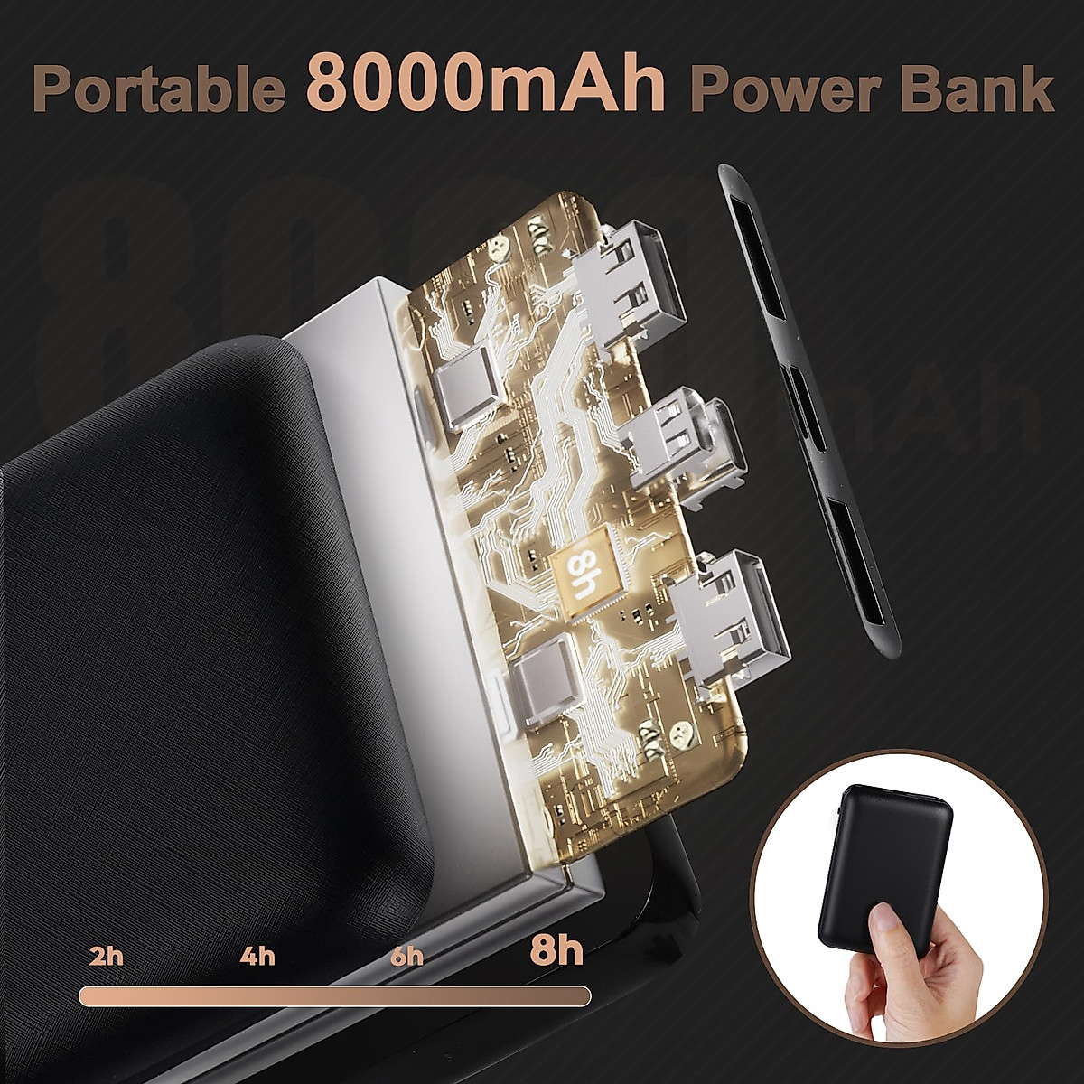 MORILIAR Cordless Heating Pad for Back Pain Relief, 8000mAh Portable Power Supply 60 Inchs Heating Pads for Cramps with Extended Belt, Grey