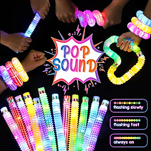 24 Pack Glow Sticks Bulk Party Favors for Kids Christmas Gifts Stocking Goodie Bags Stuffers Christmas Decorations Light Up Pop Tubes Glow Bracelets Necklaces New Years Glow in the Dark Party Supplies