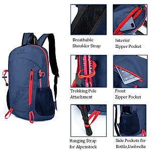 Hiking Backpack Ultralight Foldable Backpack Travel Camping Daypack Outdoor Sports Backpack Dark Blue