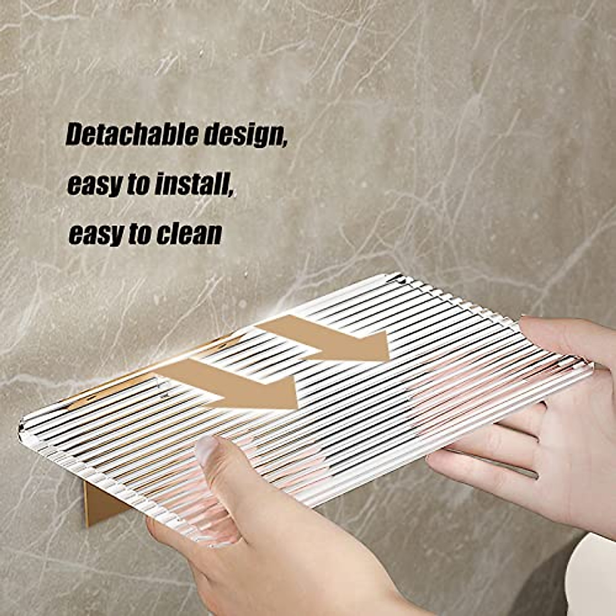 WANLIAN Floating Wall Shelves Shower Phone Holder Wall Mount Acrylic Shelves for Kitchen and Bathroom,Plexiglass Floating Display Shelf for Bathroom, Kitchen, Toilet, Bedroom, Office (Black)