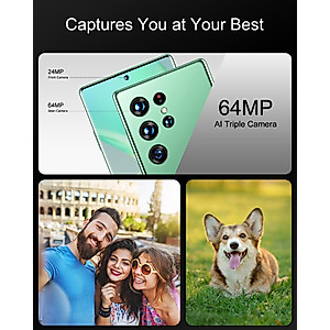 5G Unlocked Cell Phones,6G+256GB Dual Sim Smartphone, C21 Unlocked Mobile Phone with 7.3 inch Waterdrop Screen, Android Phone 24+64 MP | 7300mAh | Fingerprint Lock & Face ID | US Version (rose gold)