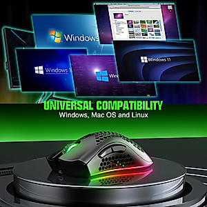 WolfLawS KM-1 Gaming Mouse, Wireless Mouse Gaming Computer Mice USB with Honeycomb Shell, 6 Programmed Buttons, 3 Adjustable DPI, Ergonomic RGB Optical Mouse - Green