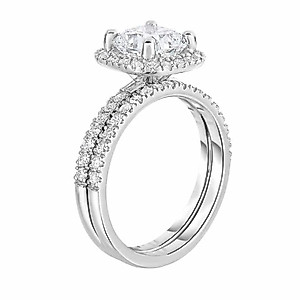 Cushion Cut Wedding Rings Set Engagement Ring, 1-7/8(ctw) Carat Moissanite Engagement Ring Bridal Ring Set For Women 925 Sterling Silver Promise Ring, Size 10