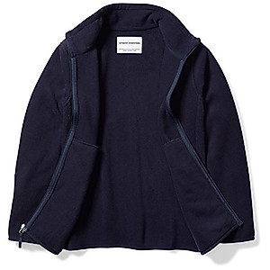 Amazon Essentials Boys' Polar Fleece Full-Zip Mock Jacket, Navy, Small