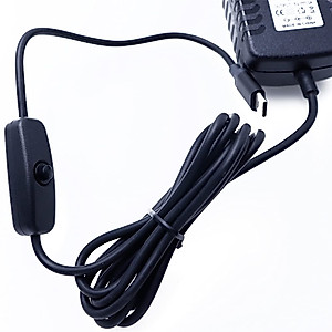 Treedix 5V 3A USB Type C Adapter Charger Power Supply Micro USB Interface Cable with ON/Off Switch Compatible with Raspberry Pi 4 4B