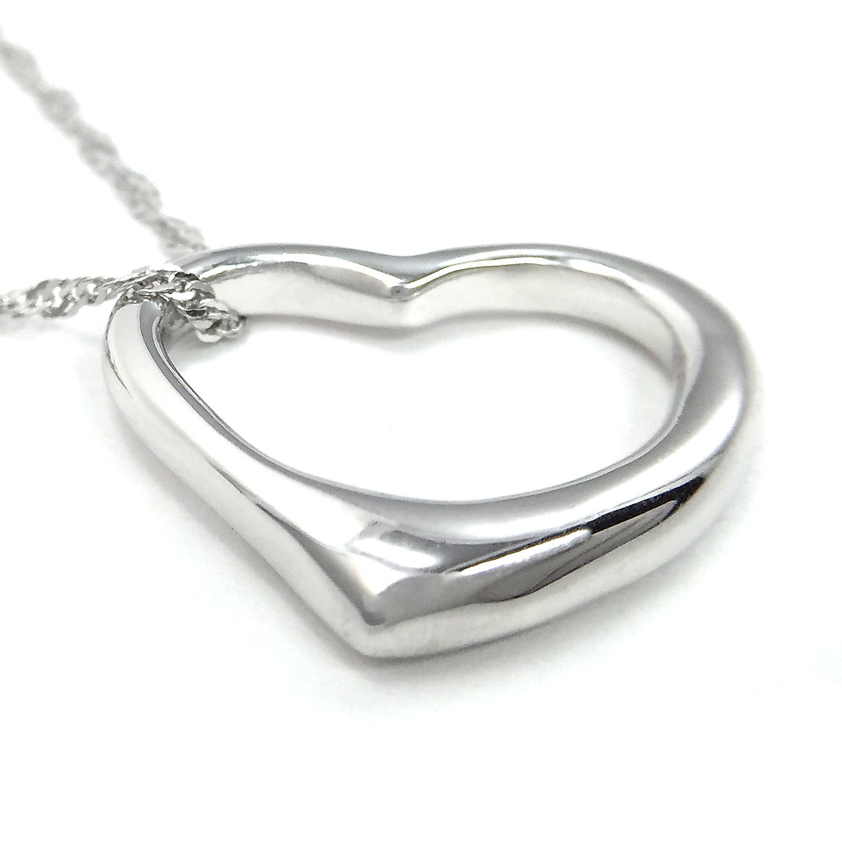 Pearl of Dream Perfect Love Open Heart [Large Size] Sterling Silver Pendant Necklace