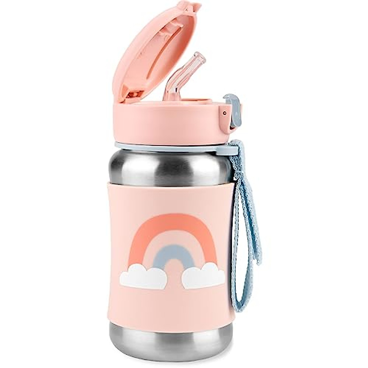 Skip Hop Toddler Sippy Cup with Straw, Sparks Stainless Steel Straw Bottle, Rainbow