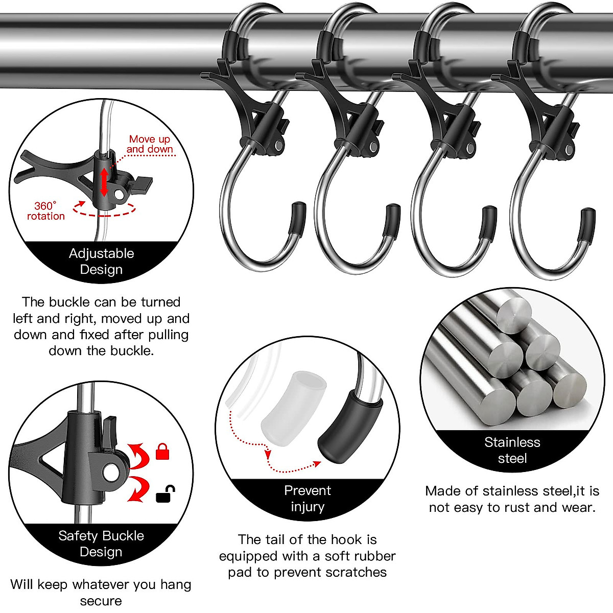 Yuiisenn 12PCS S Hooks for Hanging - Anti-Drop Stainless Steel Metal Hangers Hanging Hooks, for Kitchen, Work Shop, Bathroom, Garden - 2.5 inch, Small