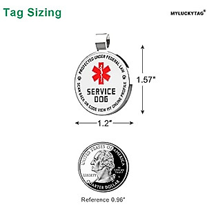 MYLUCKYTAG QR Code Service Dog Tag - Pet Online Profile - Scan QR Receive Instant Pet Location Alert Email