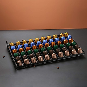 HiveNets Capsule Drawer Coffee Pod Storage Compatible for Nespresso Support Metal Holder 60 Pcs