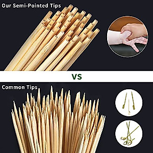Natural Bamboo Skewers 6 Inch, Kids Friendly/True Semi Pointed, For Fruit Kabobs Kebab Swizzle Appetizer Chocolate Fountain Fondue BBQ, Wooden Sticks For Cake Pop, Lollipop, Size Choices 4.3”,8”,10”