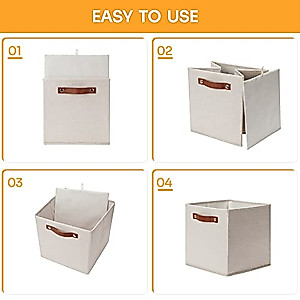 DULLEMELO Baskets for Cube Storage, Toys, Office, Closet Storage Cubes Foldable for Book,Bedroom,Fabric Storage Bin with Handles(Beige,11"x11"x11",6-Pack)