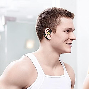 Yrmaups Wireless Bone-Conduction Headset with Earhooks Open Ear Sports Bluetooth 5.2 Earphones, Waterproof Mini Earbuds with Noise Cancelling Mic for Cycling and Driving (Black)