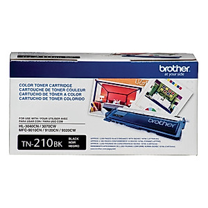 Brother Genuine Standard Yield Toner Cartridge, TN210BK, Replacement Black Toner, Page Yield Up To 2,200 Pages, TN210