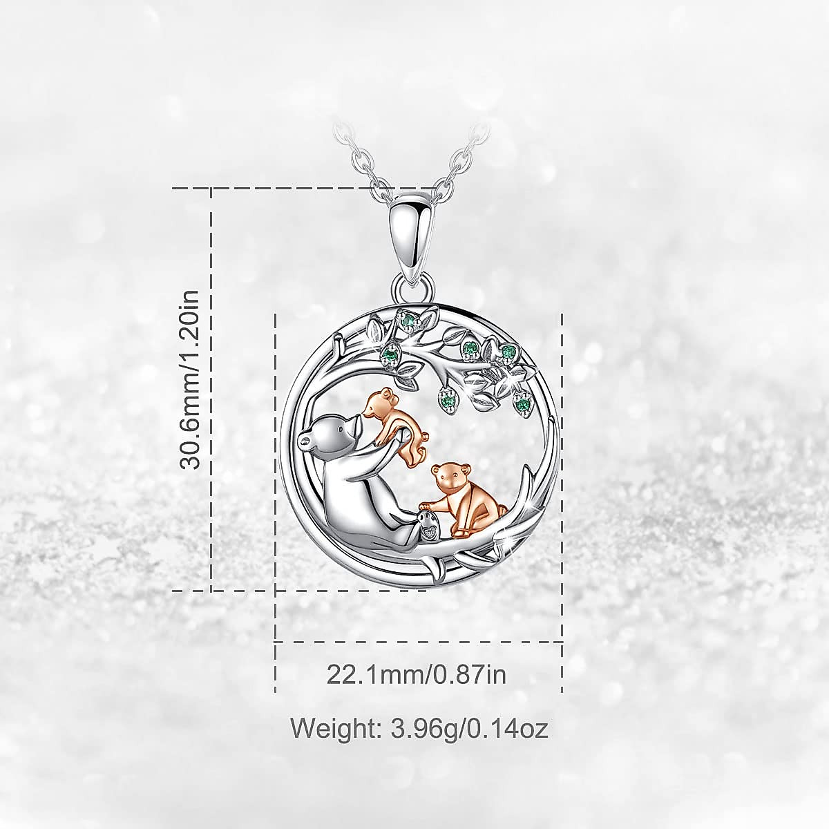 EUDORA Sterling Silver Mother Daughter Necklace for Women Bear Mama Necklace Mom Son Pendant for Mom Daughter Jewelry from Daughter Son Mother's Day Gift for Mother Daughter Aunt Grandma, 45cm