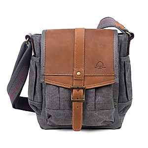 The Same Direction TSD Brand Crossbody Shoulder Purse Canvas Messenger Bag for Work Vintage Satchel Travel Bags for Business (Grey)