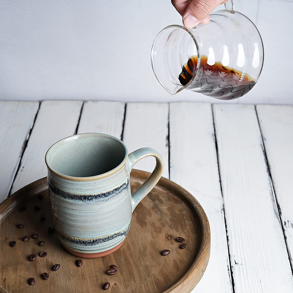 Bosmarlin Extra Large Ceramic Coffee Mug, 23 Oz, Dishwasher and Microwave Safe, Oversized Big Tea Cup for Office and Home (Turquoise Blue, 1)